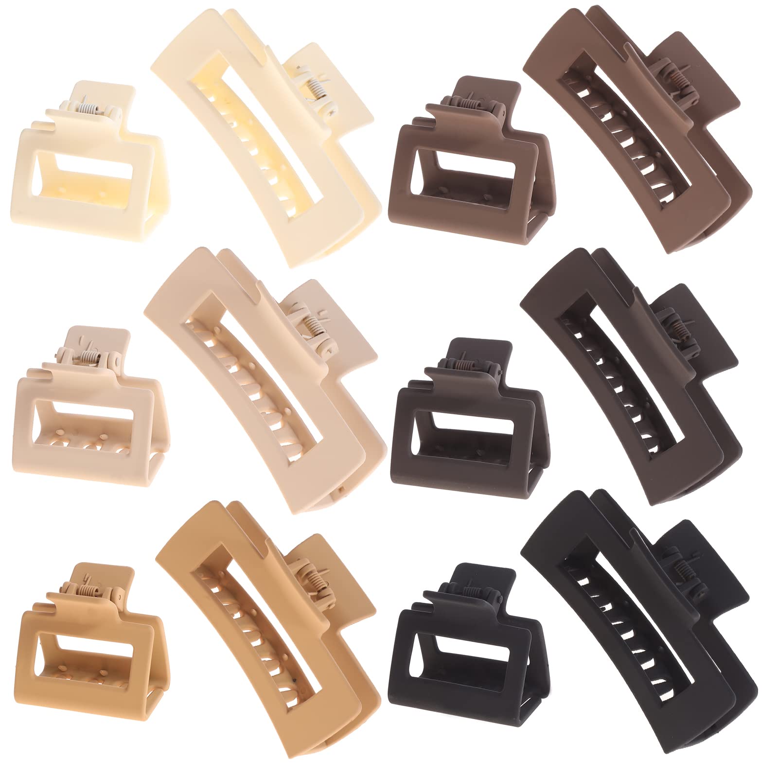 Alemaky 12 Pack Square Claw Clips, Big and Small Neutral Rectangle Hair ...