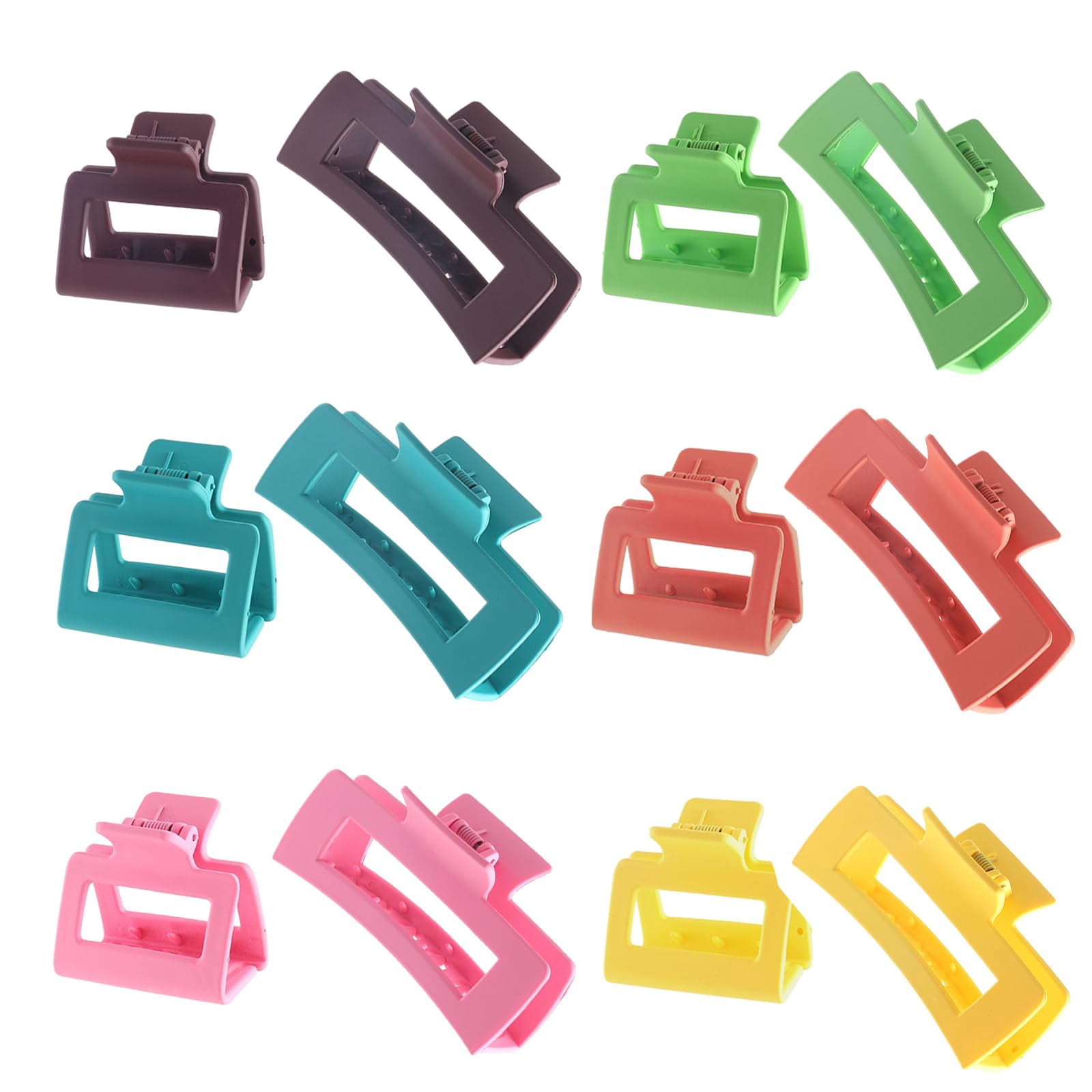 Alemaky 12 Pack Square Claw Clips, Big and Small Neutral Rectangle Hair ...