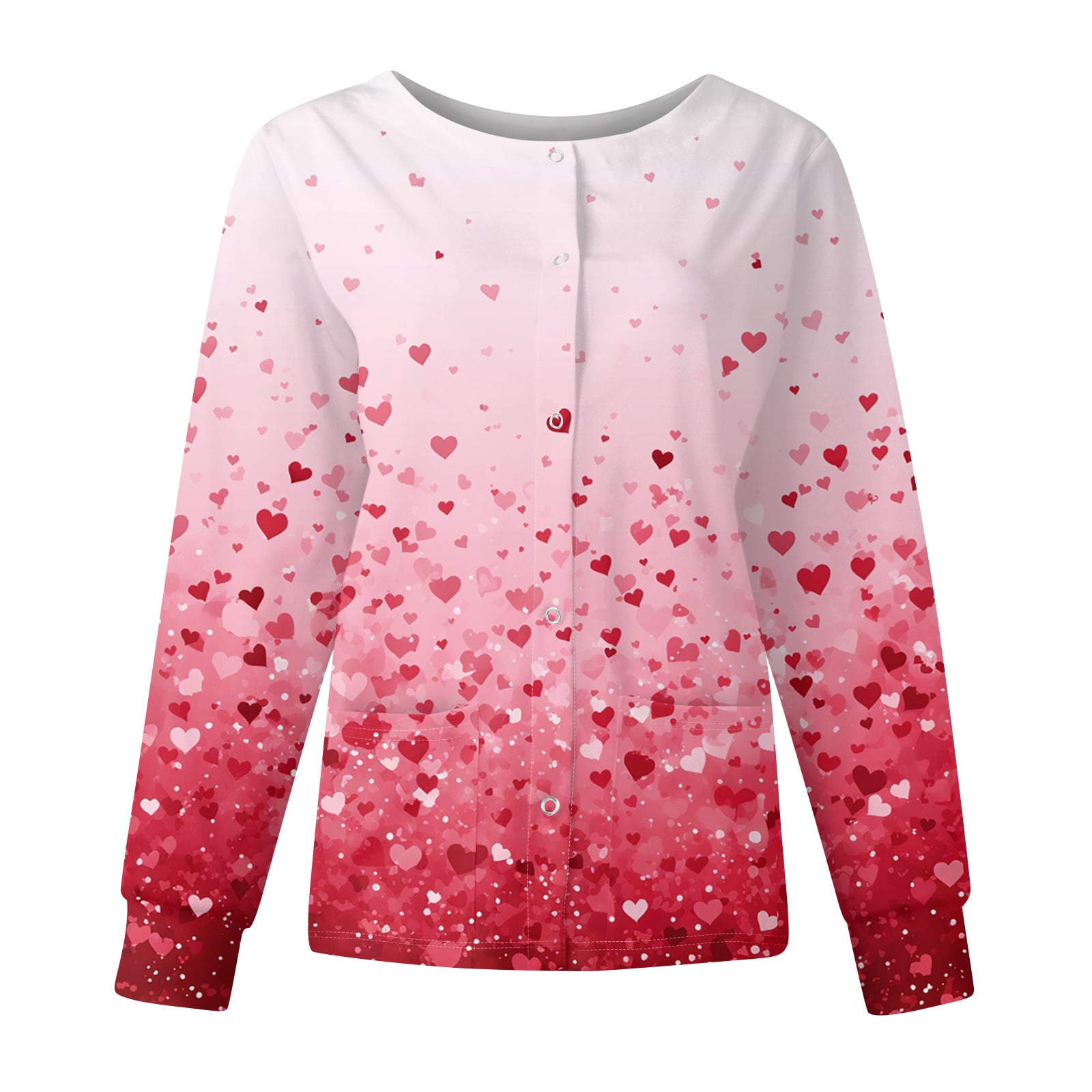 Alentines Scrub Tops Women Long Sleeve Crew Neck Nurse Scrubs with All ...