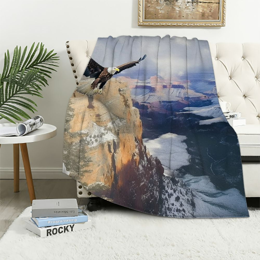 Alepadnf Bald Eagle Snowy Mountain Range Grand Canyon National Park Throw Blanket for Couch Sofa ...