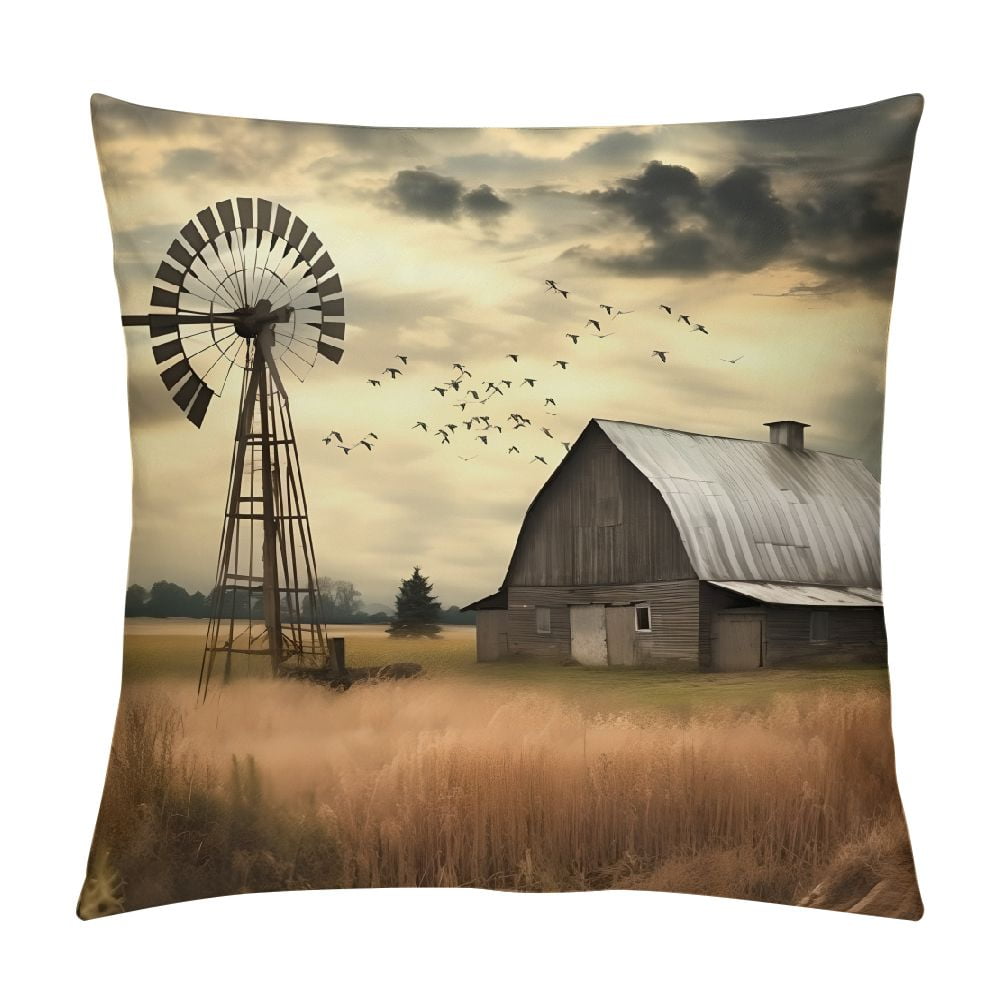 Alepadnf Barn Windmill Modern Rustic Decorative Pillow Cases with ...
