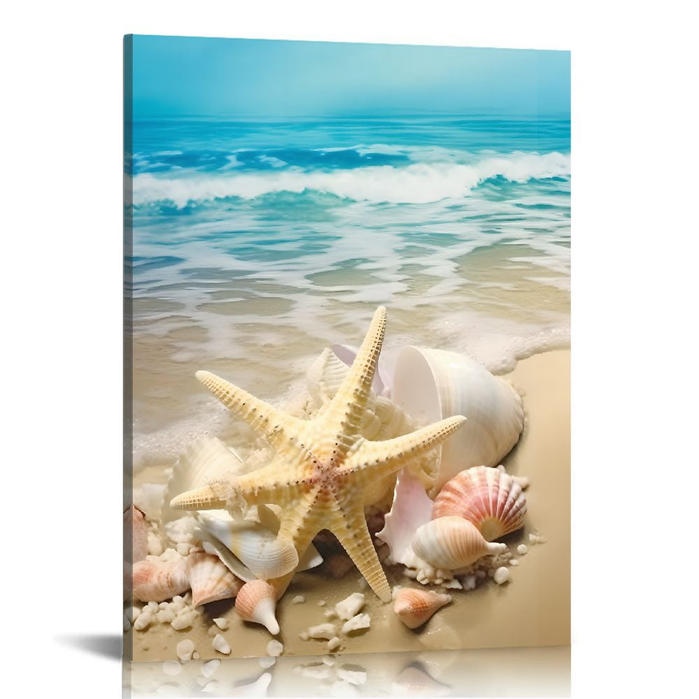 Alepadnf Beach Starfish Shells Canvas Wall Art Print Living Room ...