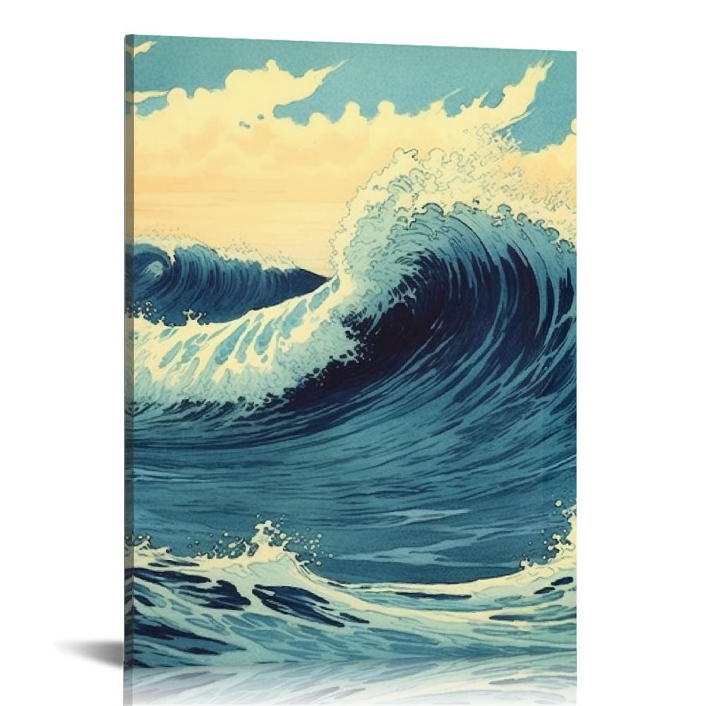 Alepadnf Birds Ocean Wave Rustic Canvas Wall Decor Art Hanging for ...