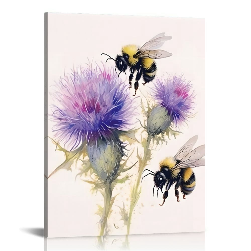 Alepadnf Daisy Bees Canvas Wall Art Print for Living Room Bedroom Home ...