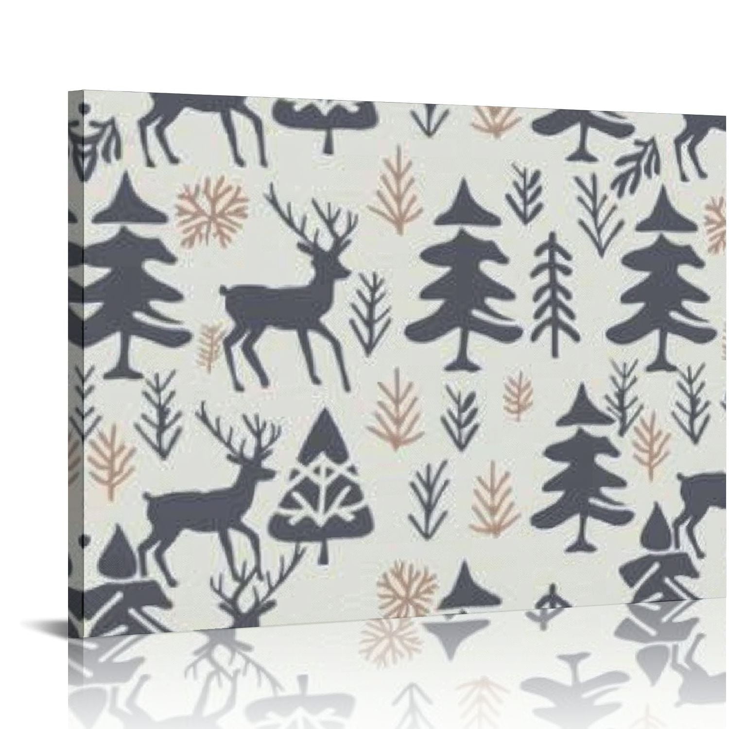 Alepadnf Deer Trees Pattern Canvas Wall Art Print for Home Decor - Vivid Wall Decor for Bedroom ...