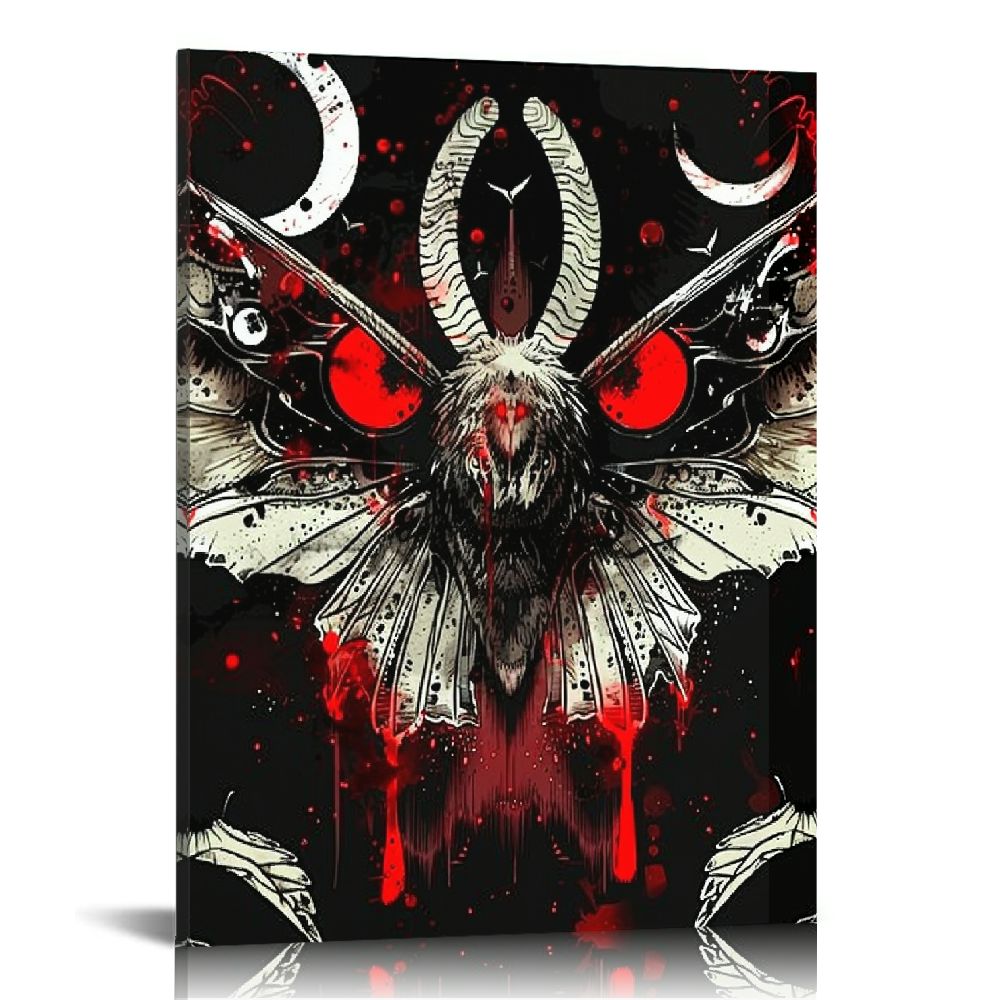 Alepadnf Demon Red Eyes Moth Rustic Canvas Wall Decor Art Hanging ...