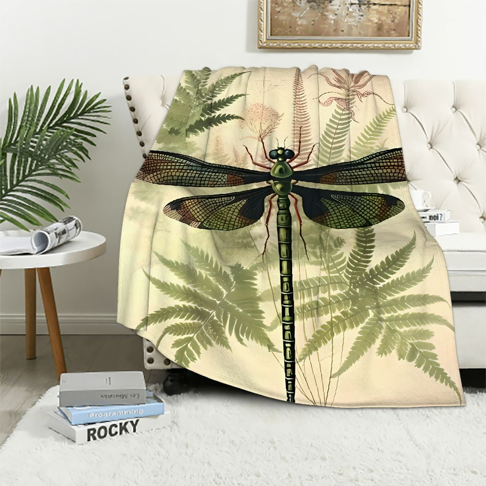 Alepadnf Dragonfly Cozy Blanket Soft Warm Flannel Throw Blanket for All ...