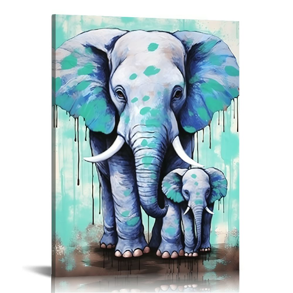 Alepadnf Elephants Outskirts Canvas Wall Art Painting Prints Farmhouse ...