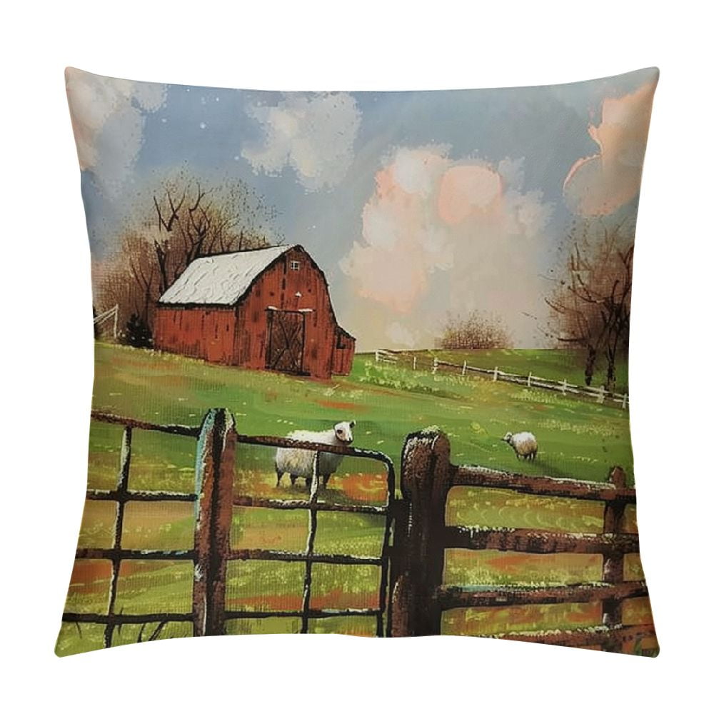 Alepadnf Farm Animals Pillow Cushion Covers Breathable Short Plush ...
