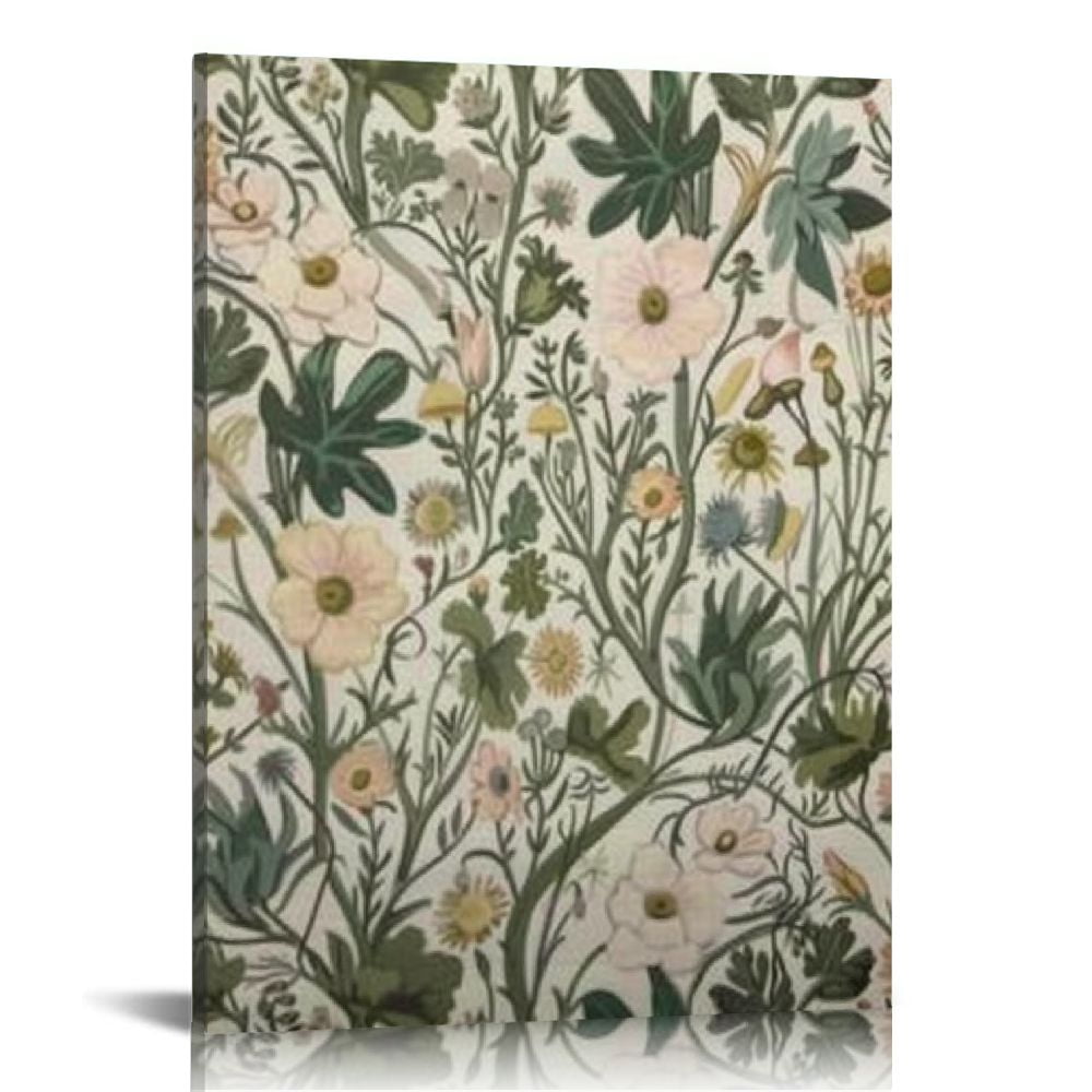 Alepadnf Flowers Green Plant Arts and Crafts Movement Wall Art Canvas ...
