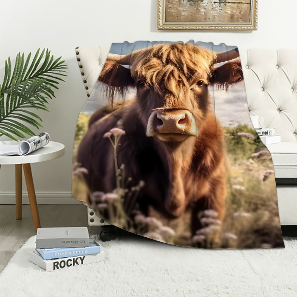 Alepadnf Highland Cattle Cozy Blanket Soft Warm Flannel Throw Blanket ...