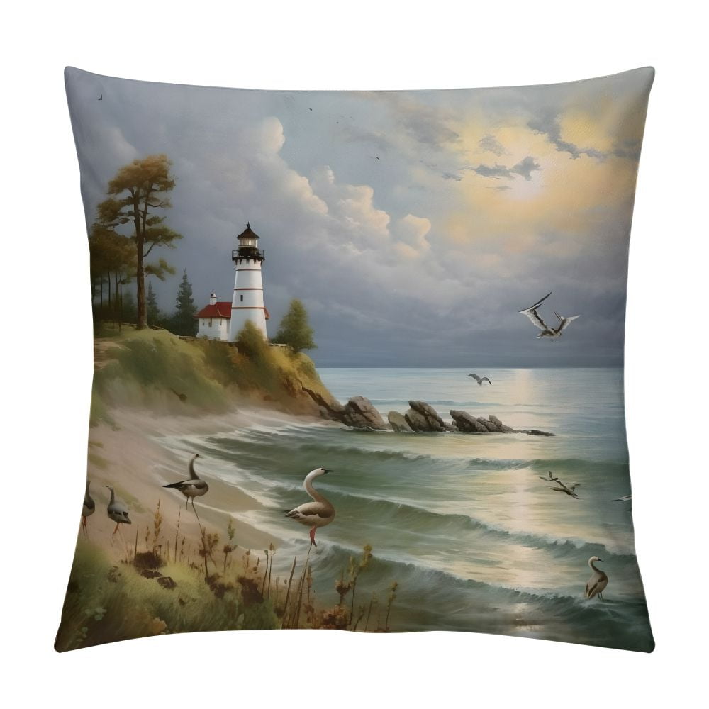 Alepadnf Lighthouse Modern Rustic Decorative Pillow Cases Short Plush ...