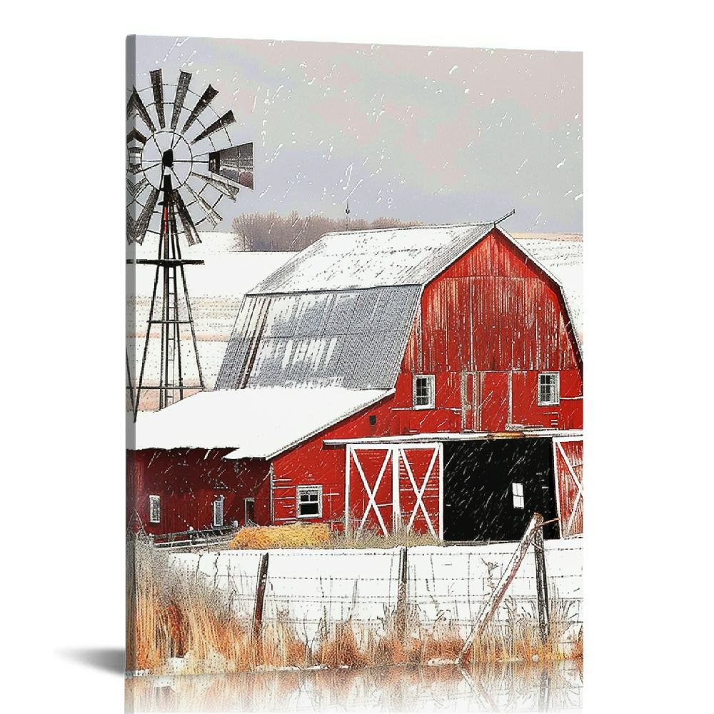 Alepadnf Snowy Field Rustic Canvas Wall Decor Art Hanging for Bedroom ...