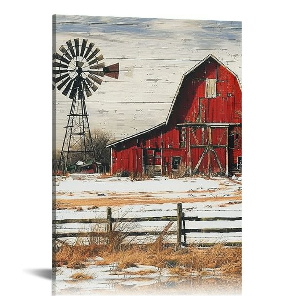 Alepadnf Snowy Field Rustic Canvas Wall Decor Art Hanging for Bedroom ...