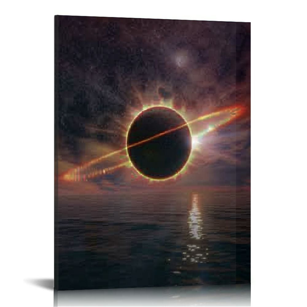 Alepadnf Solar Eclipse Wall Art Canvas Print Modern Painting for Home Bedroom Bathroom Decor ...