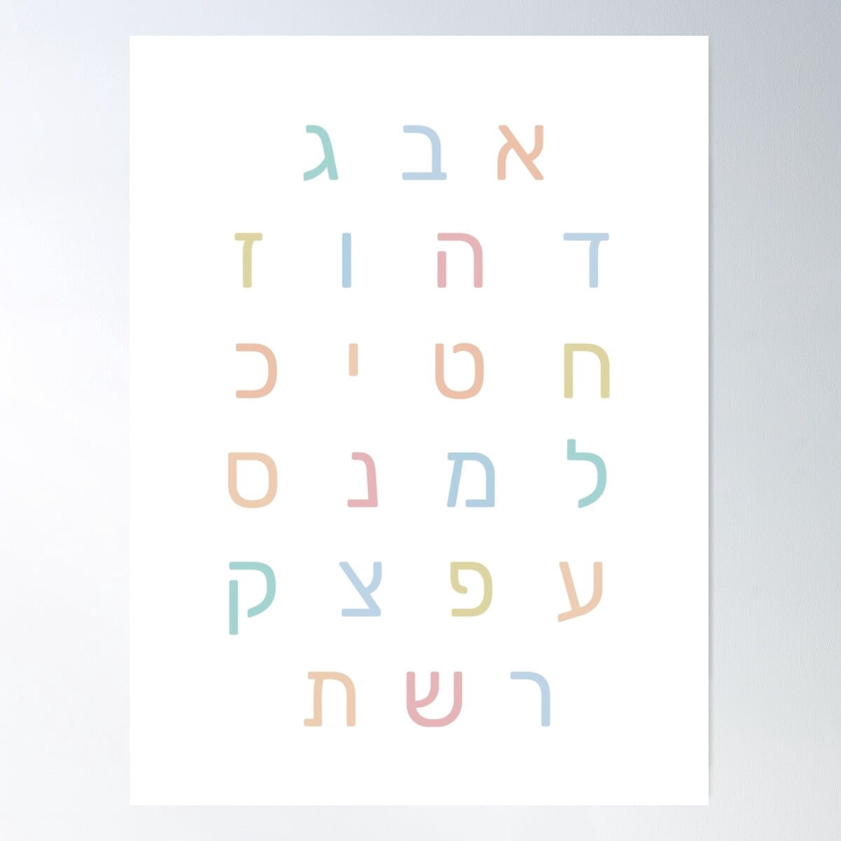 Aleph Bet Hebrew Letters Poster Wall Art, Modern Wall Decor For Living ...