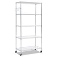 Alera 5-Shelf Wire Shelving Kit with Casters and Shelf Liners, 36w x ...