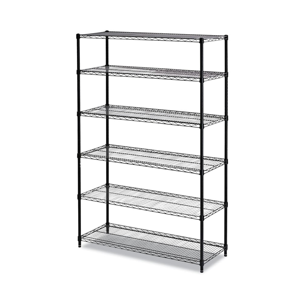 Alera Industrial Steel 6-Shelf Wire Shelving Kit, 48x18x72 in., Black ...