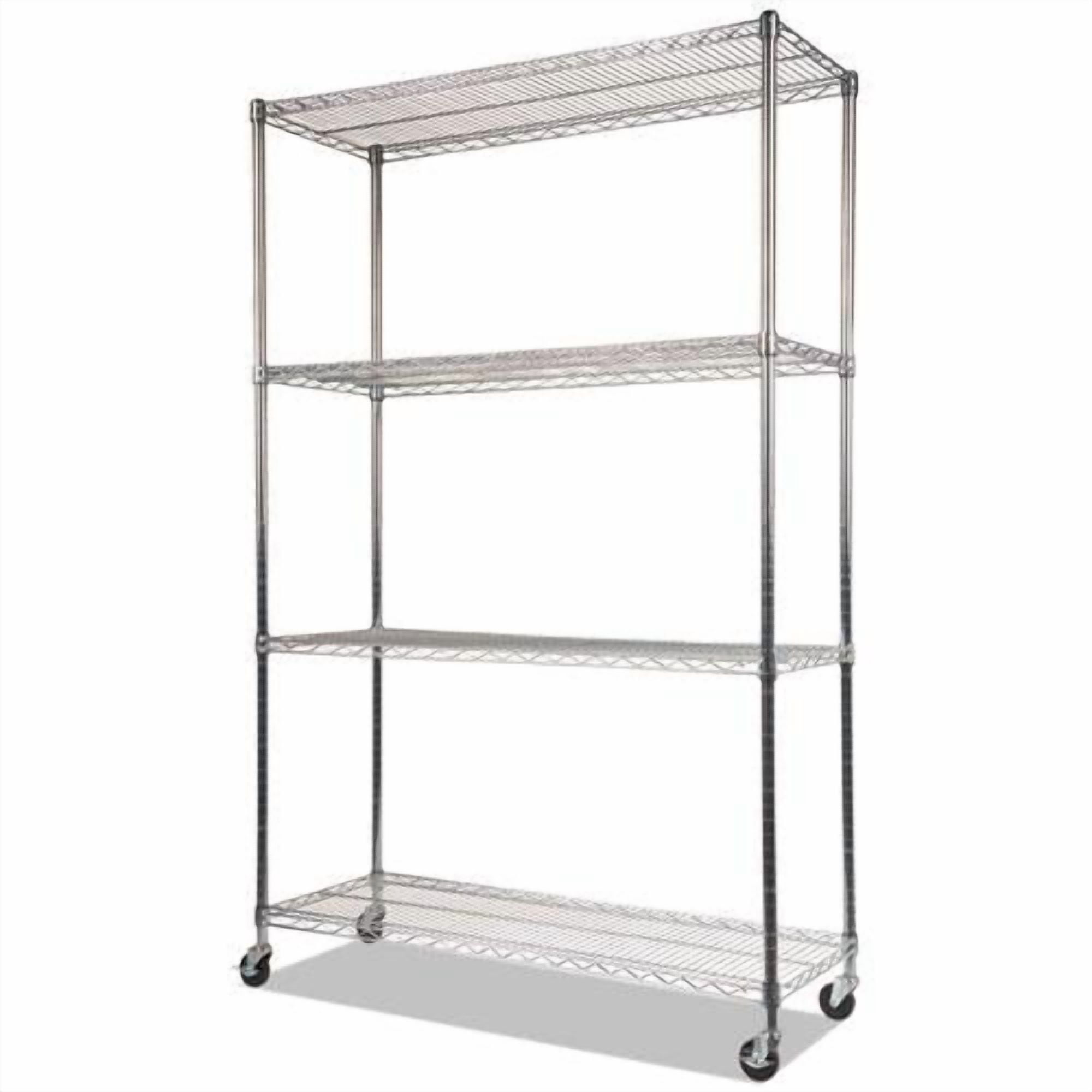 "Alera Metal Garage Storage, 4-Shelf Wire Shelving Unit with Casters ...