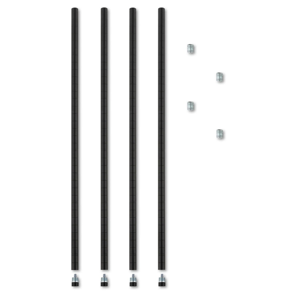 Alera 36in Black Stackable Shelf Unit Poles for Wire Shelving - Add-On ...