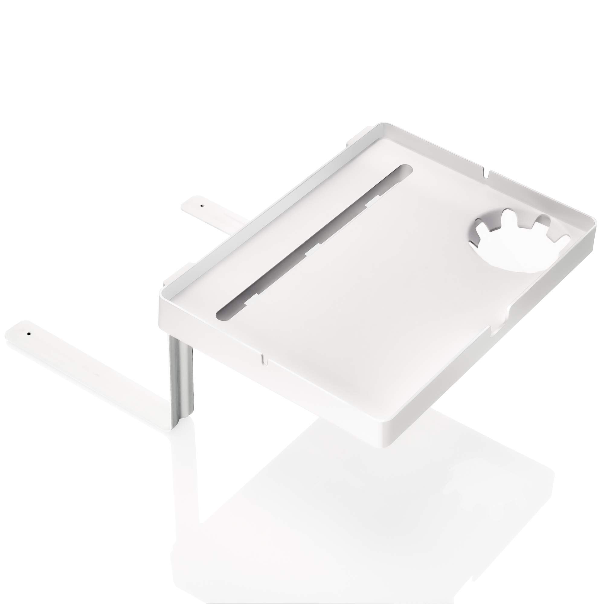 Aleratec Bedside Shelf, White Bed Side Tray Organizer with Cup Holder ...