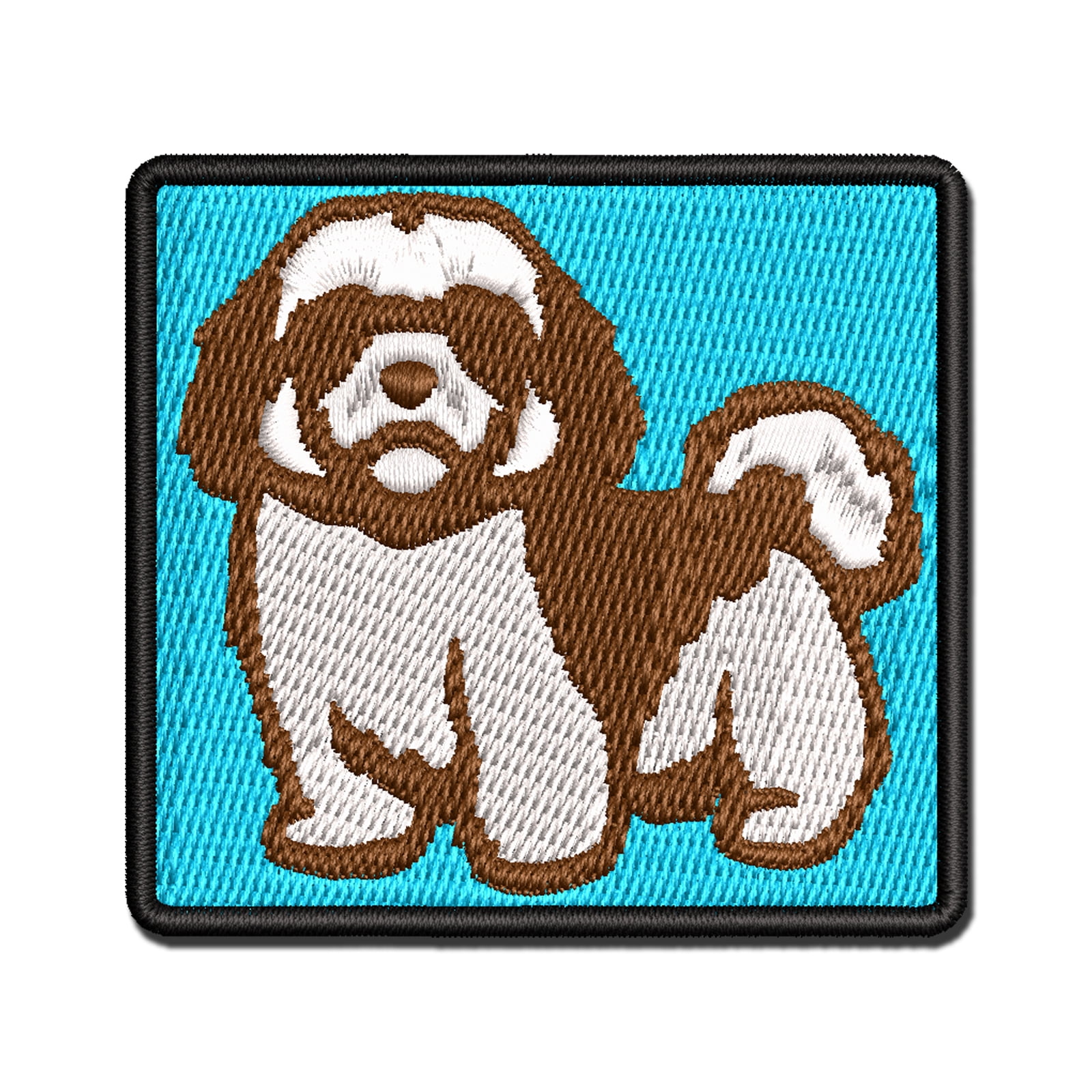 Alert Shaggy Shih Tzu Dog Applique Multi-Color Embroidered Hook & Loop Patch - 3 Inch Medium ...