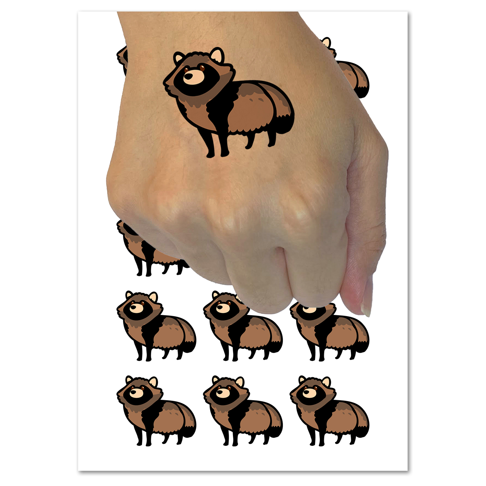 Alert Tanuki Japanese Raccoon Dog Water Resistant Temporary Tattoo Set ...