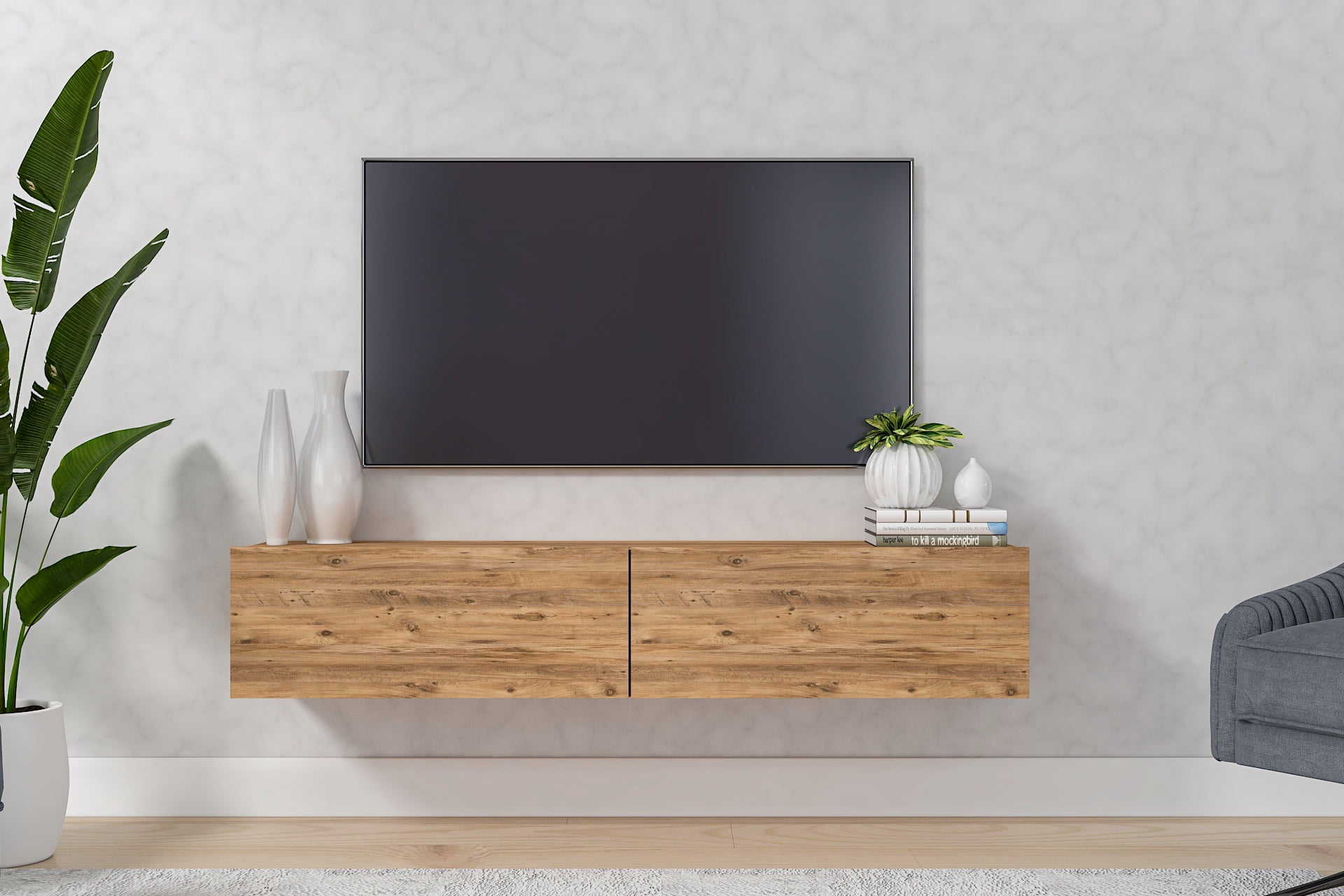 Alesandrini 53'' Floating Tv Stand Atlantic Pine - Walmart.com