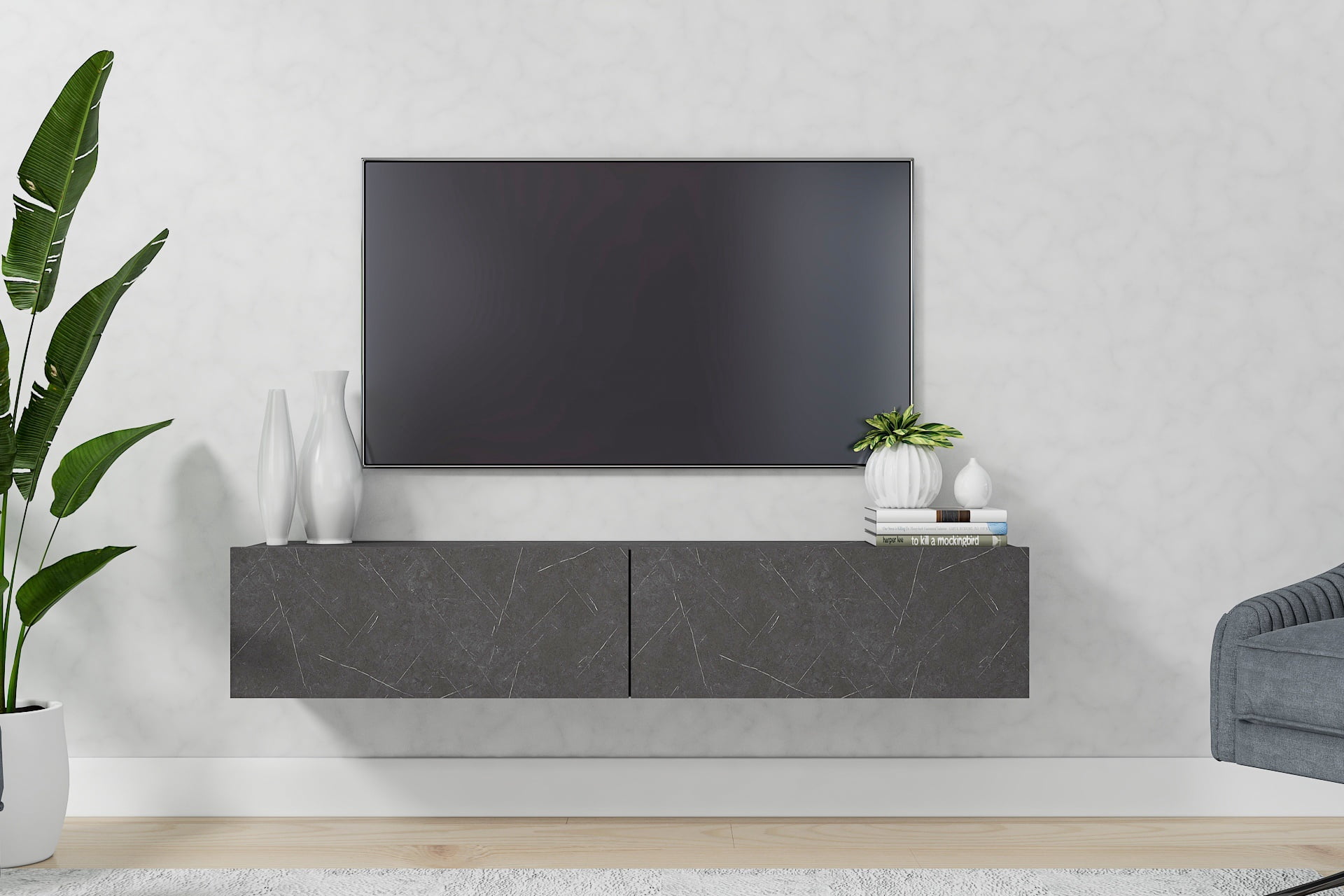 Alesandrini 53'' Floating Tv Stand Onyx - Walmart.com