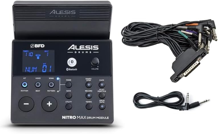 Alesis Nitro Max Drum Module with Cable Snake and 10ft Auxiliary Cable ...