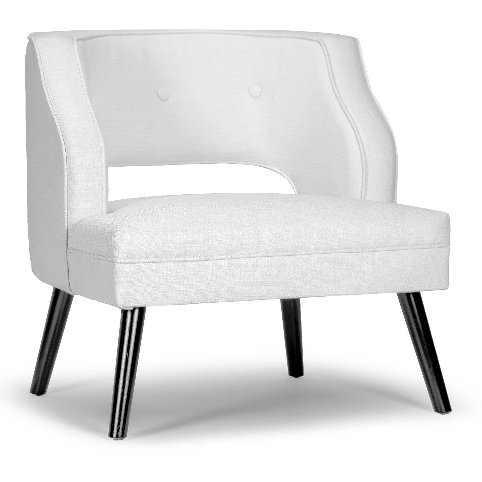 Alessa Modern Cream Fabric Accent Chair with Button Tufted Back ...