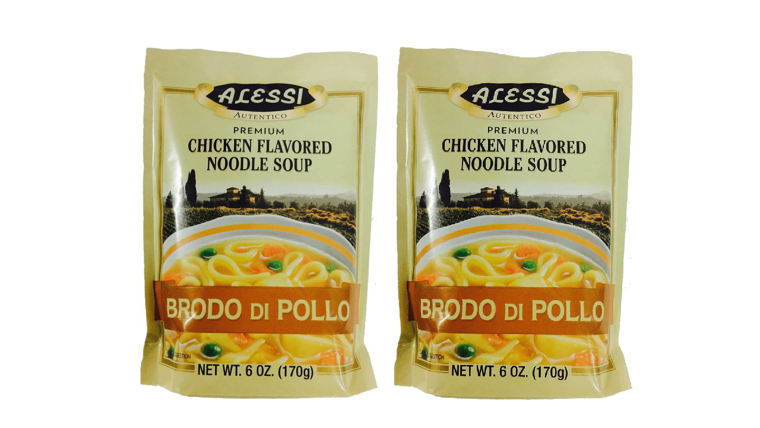 Alessi Brodo Di Pollo Sicilian Premium Chicken Noodle Soup, 6 oz (Pack ...