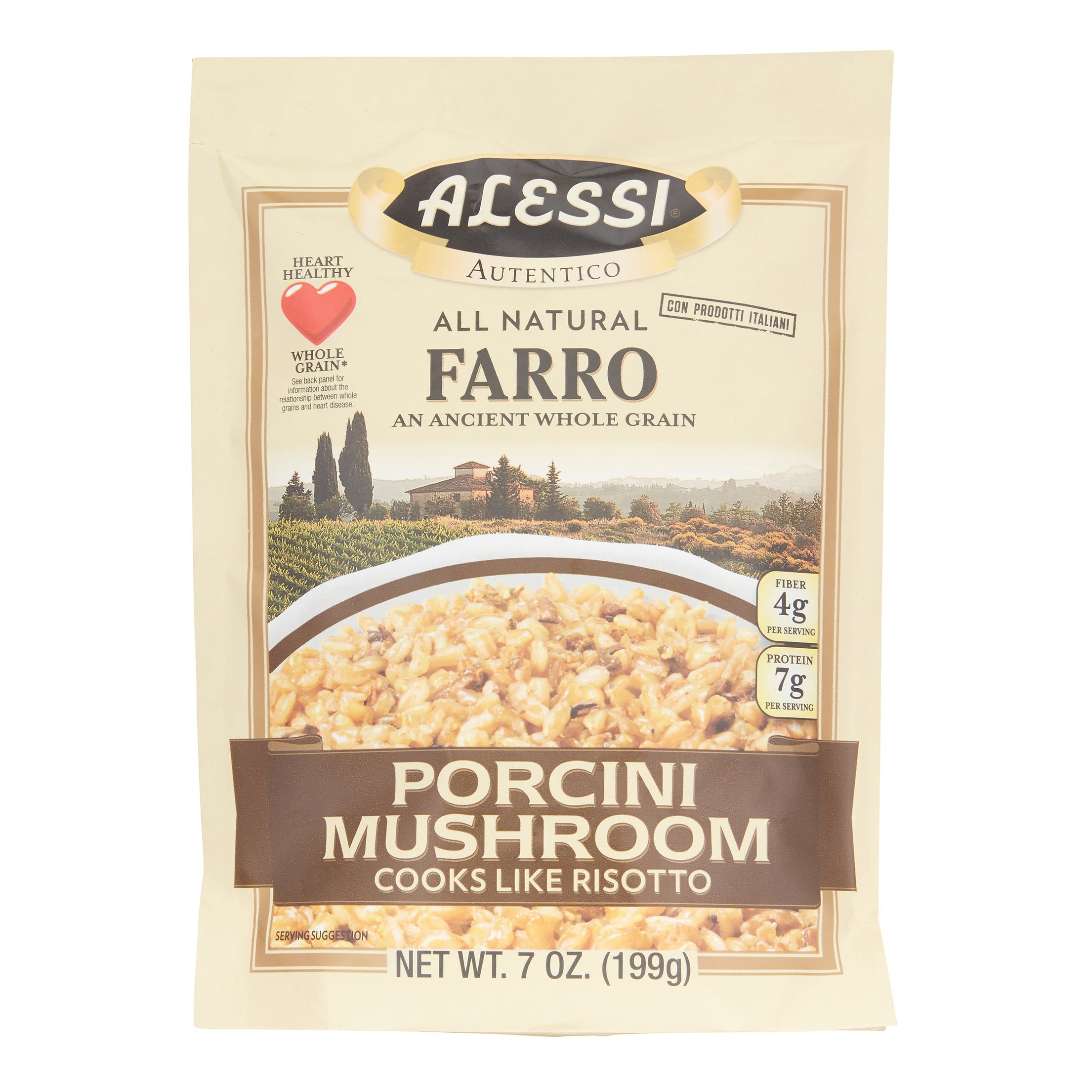 Alessi All Natural Farro Porcini Mushroom, Heart Healthy Whole Grain, 7 ...