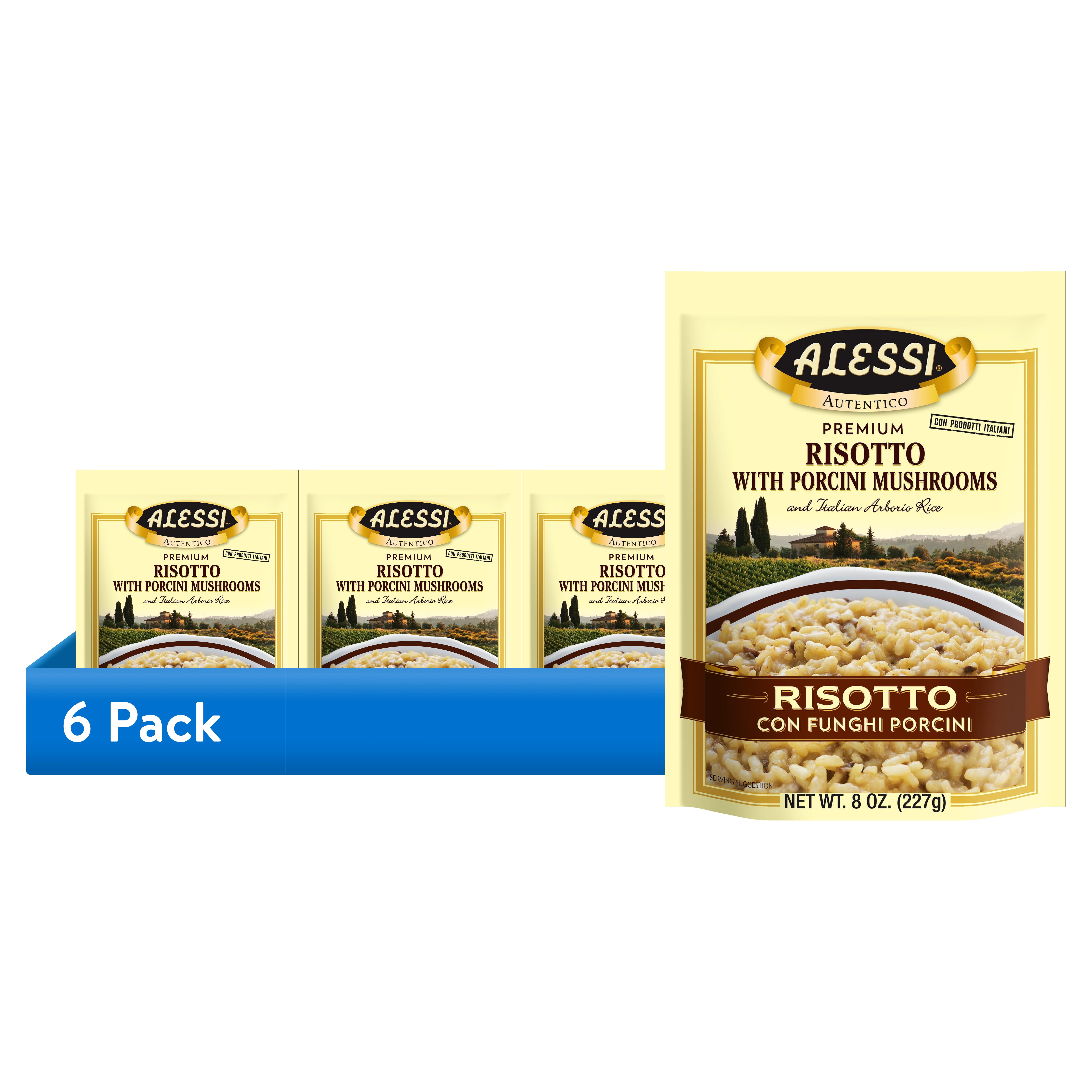 (6 pack) Alessi Risotto Con Funghi Porcini, 8 oz Bag, Allergens Not ...
