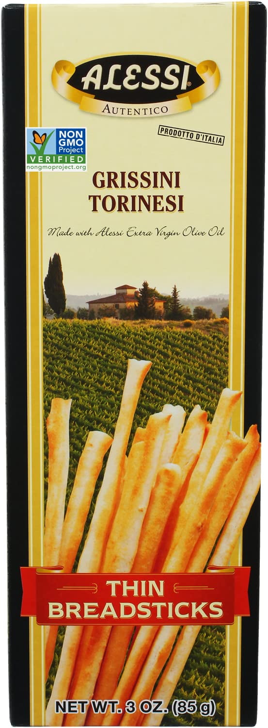 Alessi Grissini Torinesi Thin Breadsticks, 3 oz Pack, Authentic Italian ...