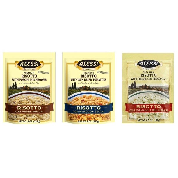 Alessi Premium Risotto 3 Flavor Variety Bundle, Sun Dried Tomatoes ...