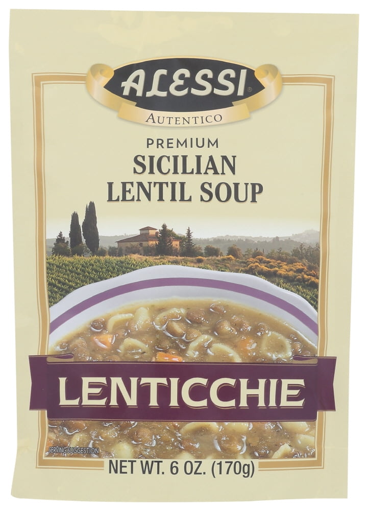 Alessi Premium Sicilian Lentil Soup Lenticchie, 6 oz, Shelf Stable ...
