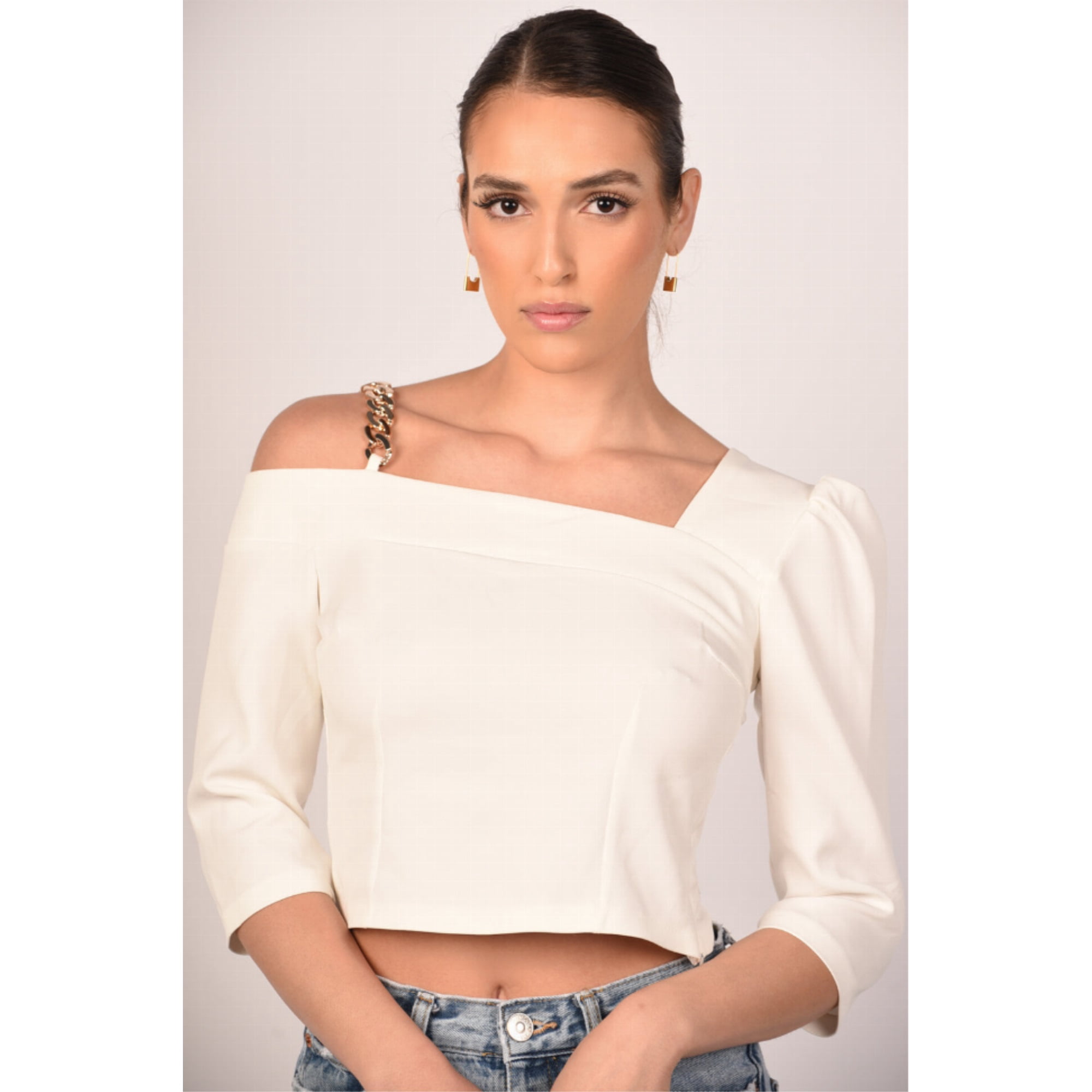 Alessia Cropped Blouse In White - Walmart.com