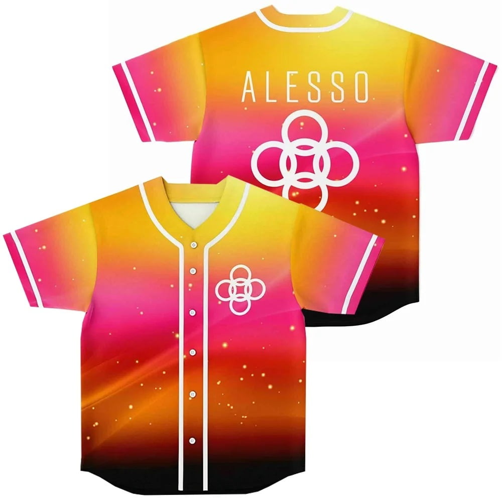 Alesso Merch Baseball Jersey Tops V-Neck Short Sleeve Button-up Shirts ...