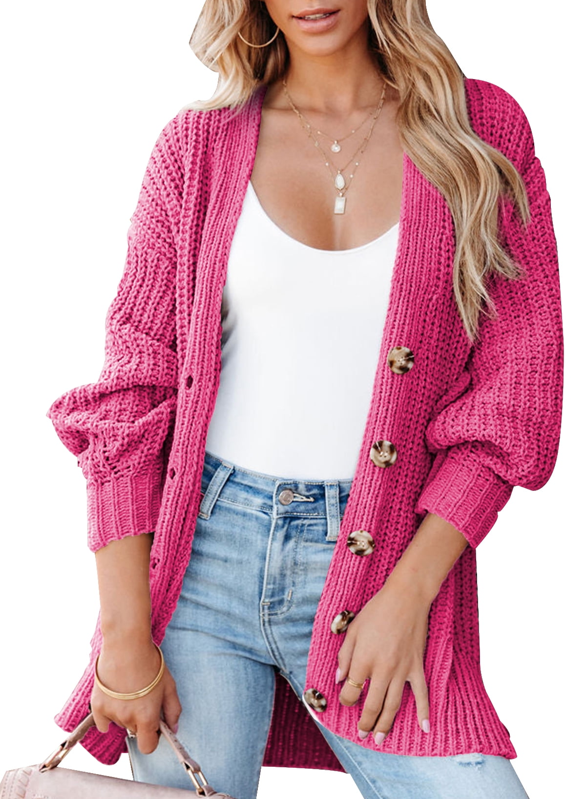 Aleumdr Women's Lightweight Cardigans Long Sleeve Button Down Sweater ...