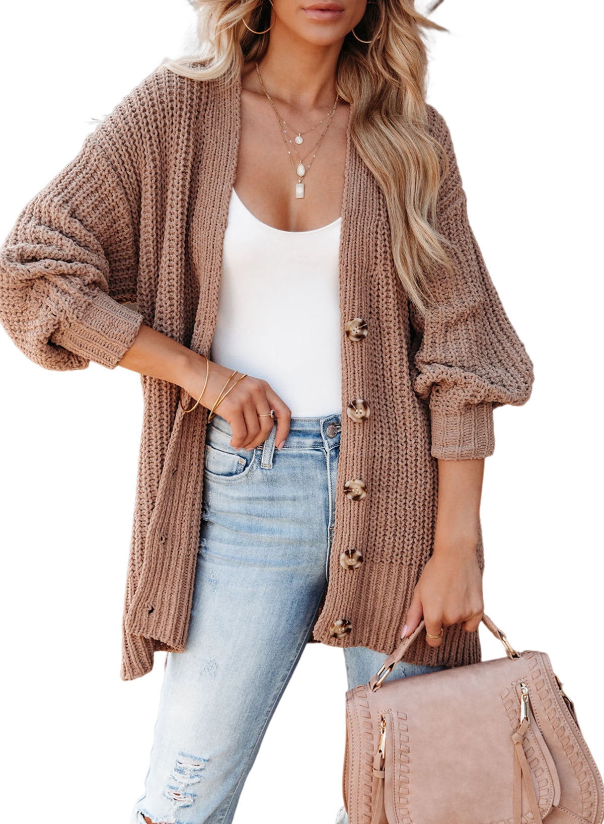 Aleumdr Women's Lightweight Cardigans Long Sleeve Button Down Sweater ...