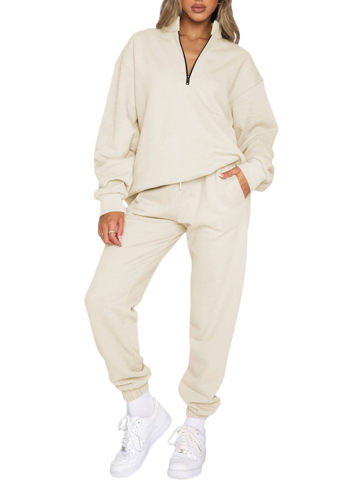 Aleumdr Womens Lounge Sets Long Sleeve Pullover Long Sweatpants Two
