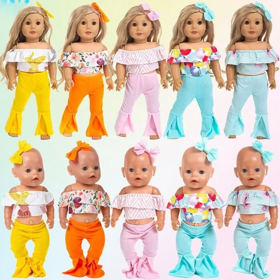 AlevRam 10 Sets 18" Doll Clothes 3 Pcs/Set Including Doll Bell-bottoms ...