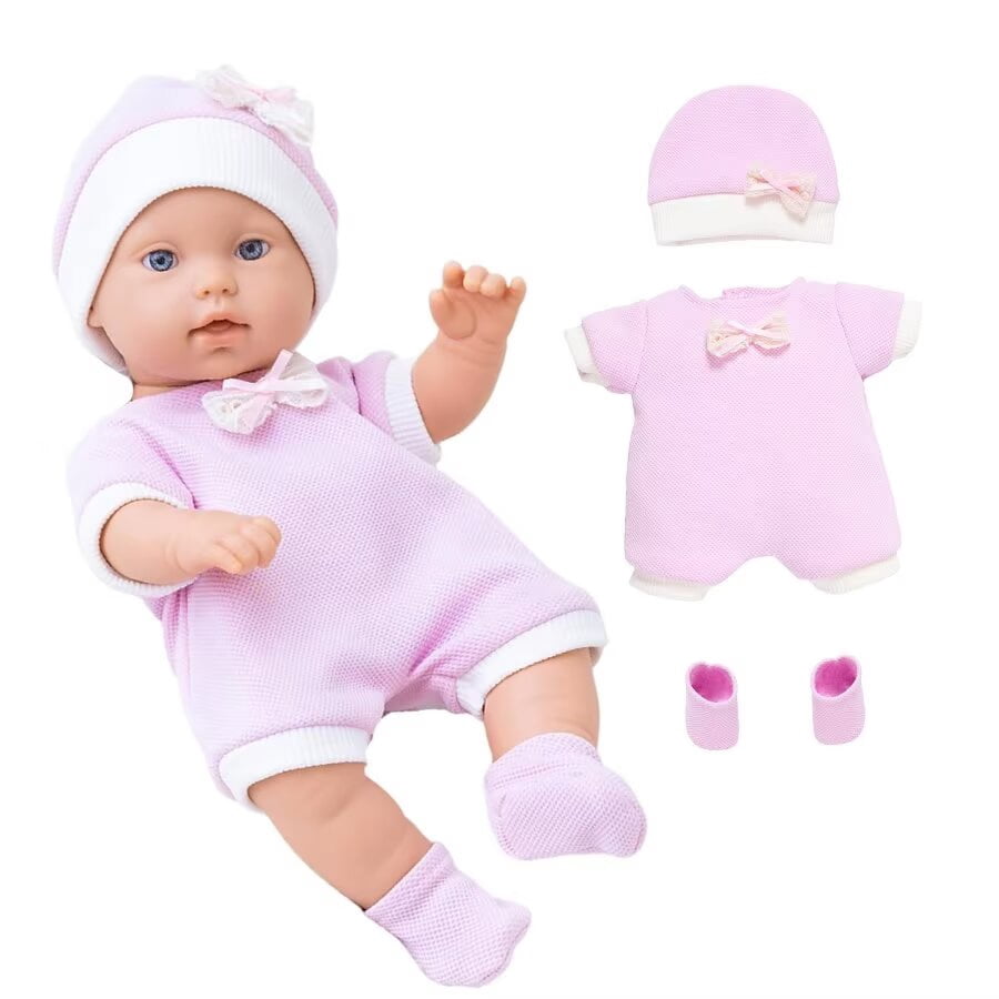 AlevRam 12″inch Soft Touch Baby Doll – Light Purple Knit Bow Dress with ...