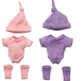 AlevRam 7 inch Knit Doll Clothes 2 Pack, Onesie Outfit Set with Hat ...