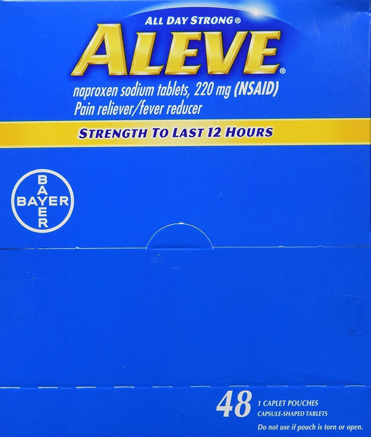 Aleve All Day Strong Strength To Last 12 Hours, 1 Caplet Per Pouch,(48 ...
