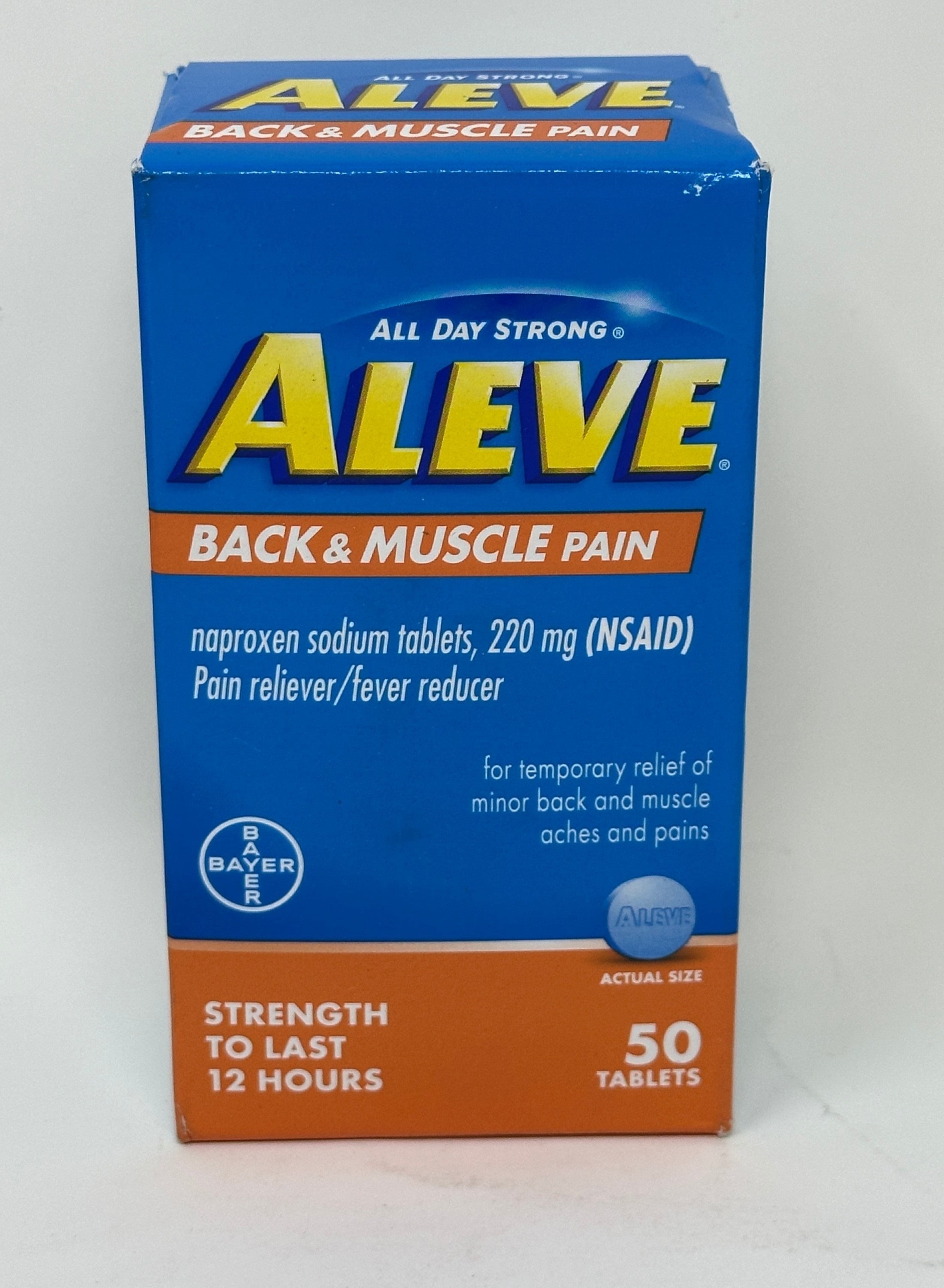 Aleve Back & Muscle Pain Relief Medication w/ Naproxen Sodium, 50ct ...