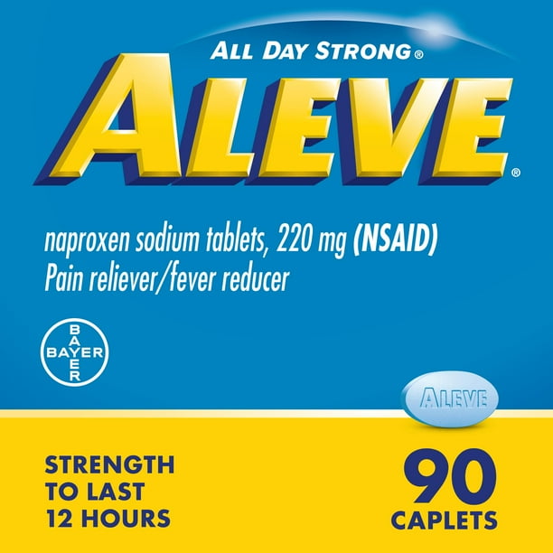 Aleve Caplets Naproxen Sodium Pain Reliever, 90 Count - Walmart ...