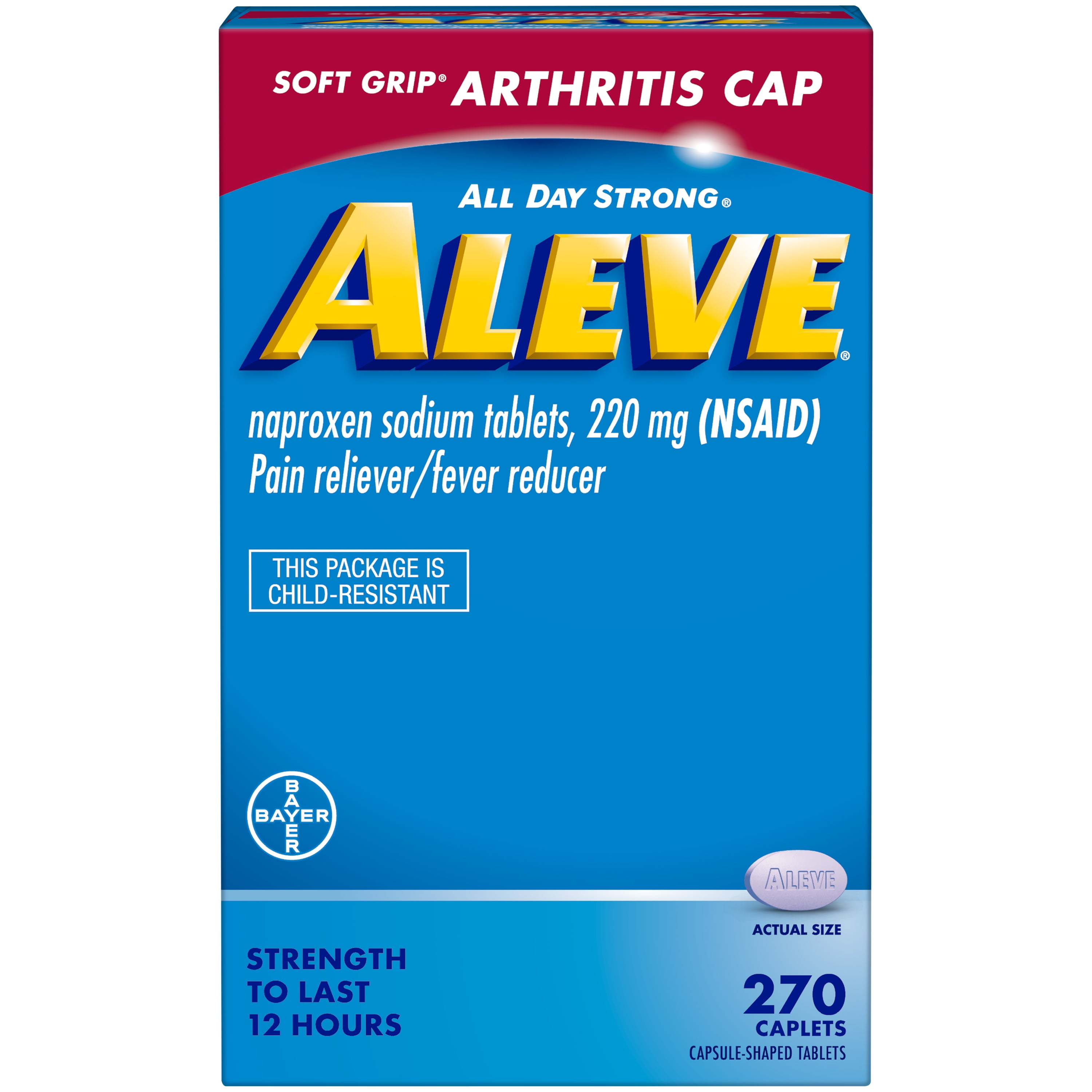 Aleve Caplets Soft Grip Arthritis Cap Naproxen Sodium Pain Reliever ...