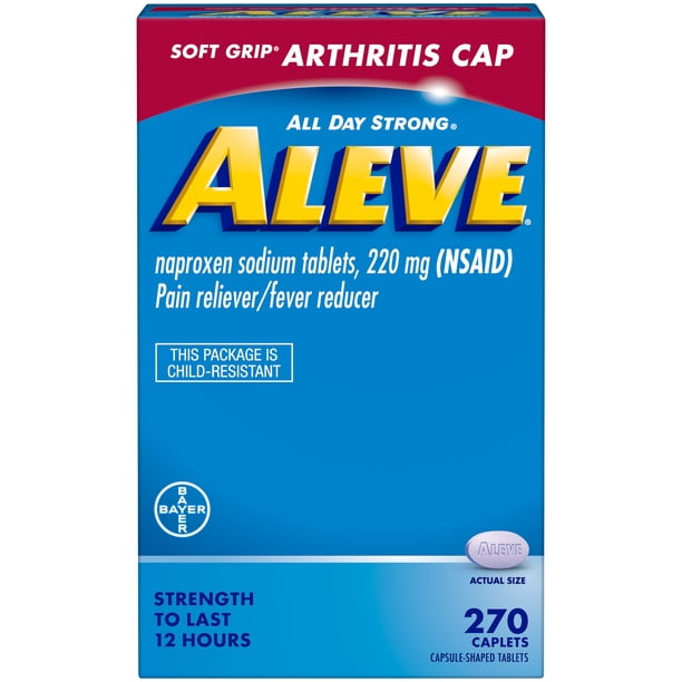 Aleve Caplets Soft Grip Arthritis Cap Naproxen Sodium Pain Reliever ...